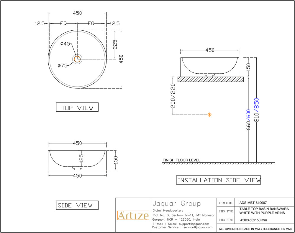 Designer Table Top Basin with Rajasthani Banswara Marble | Artize